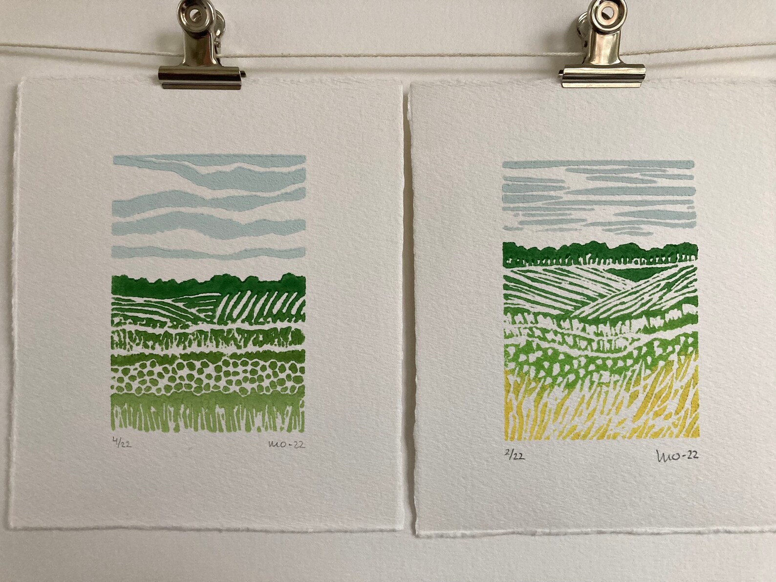 Small Linocut Green Landscape Abstract Original Lino Print - Etsy