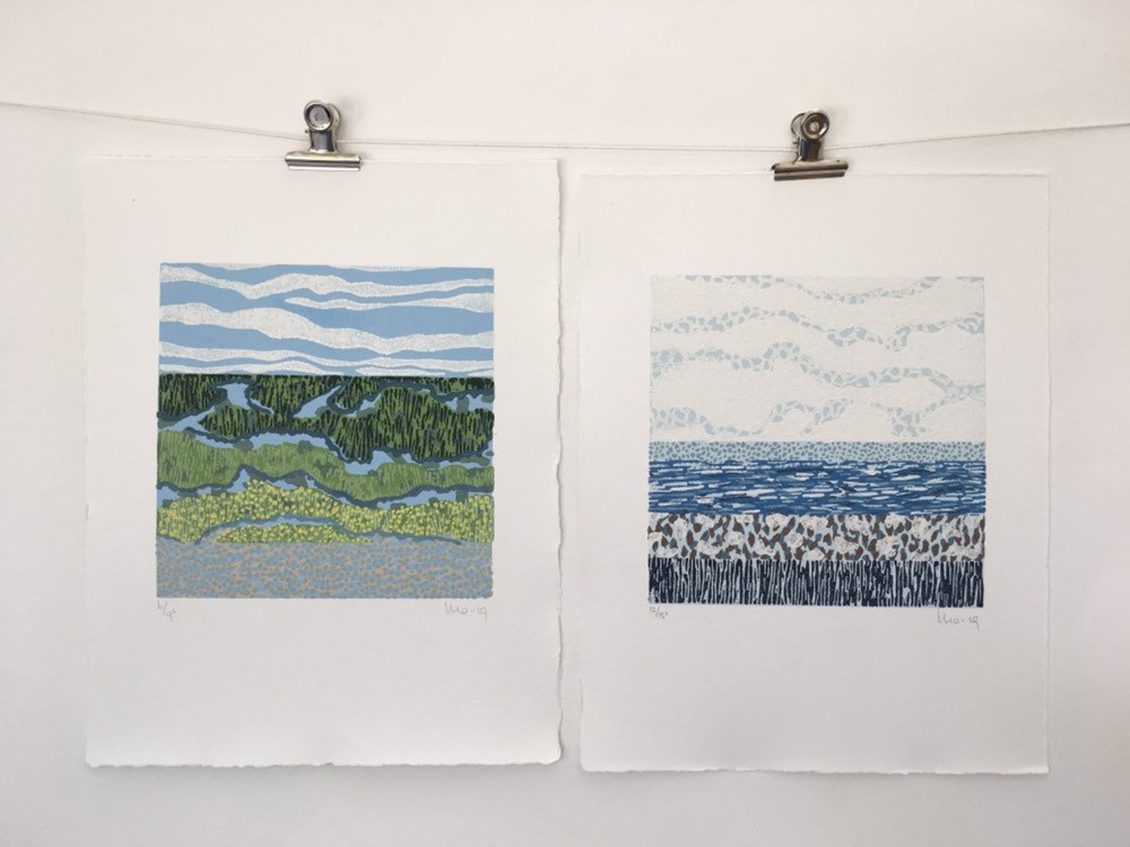 Linocut Landscape Abstract Linocut Nature Lino Green Art - Etsy