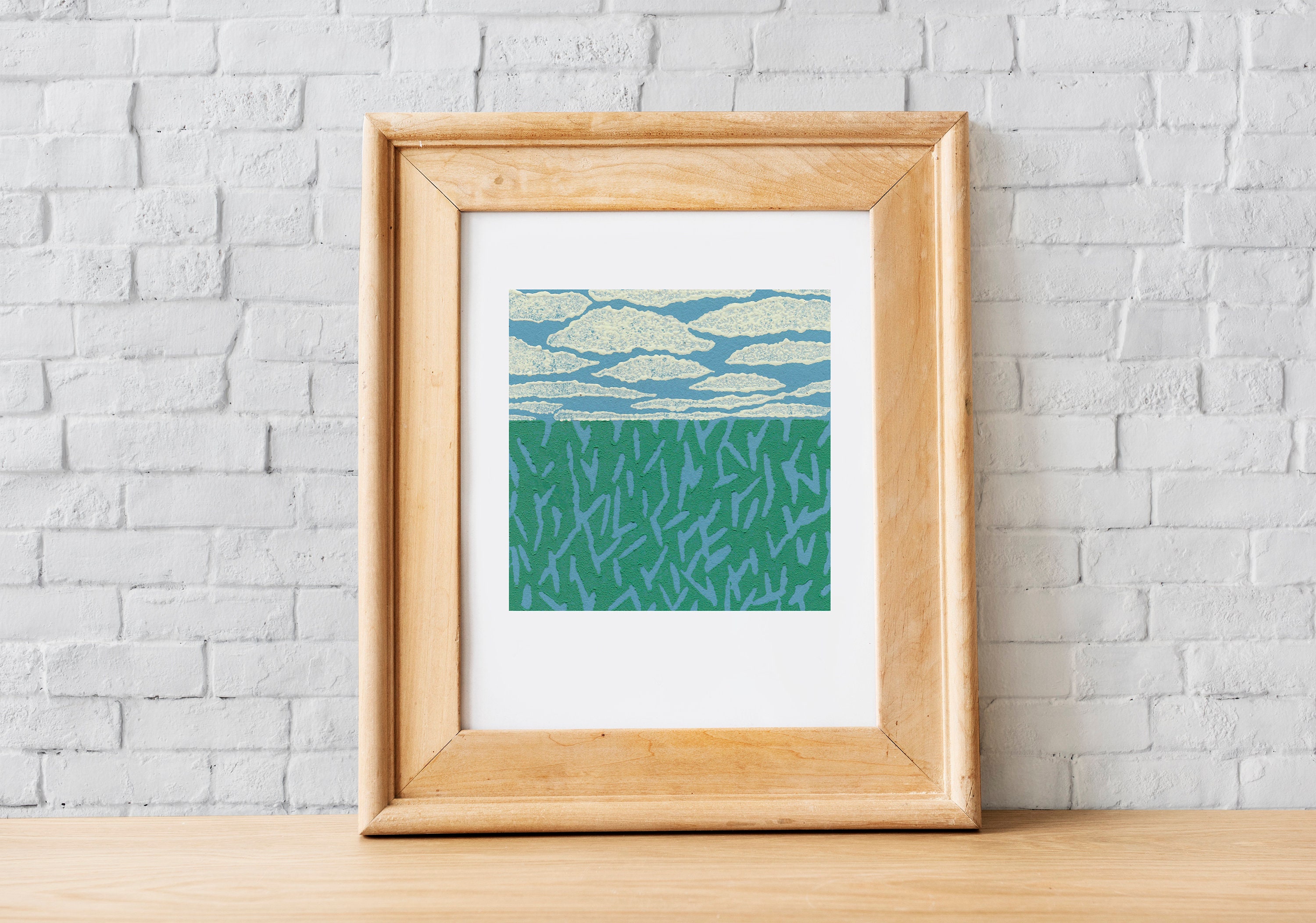 Small Linocut Landscape, Abstract Nature Lino, Green Art Print, Block ...