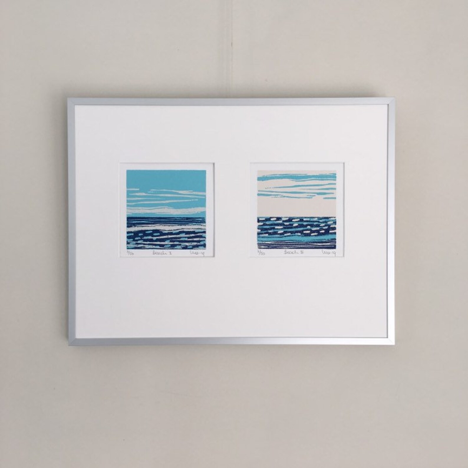 Original Linocut, Abstract Minimalist Print, Lino Print Beach Landscape ...