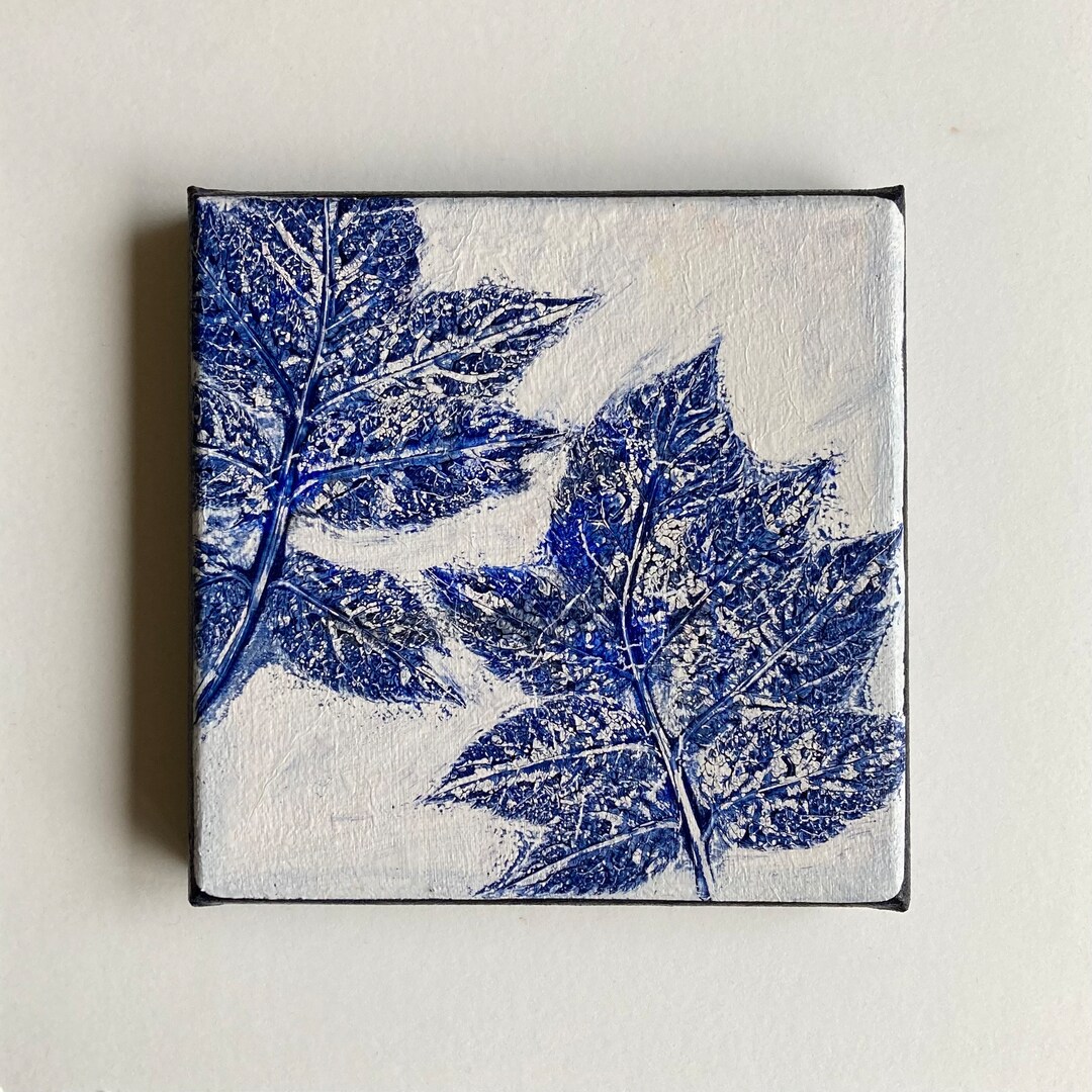 Monotype Art on Canvas, Botanical Print, Colorful Art, Small Home Decor ...