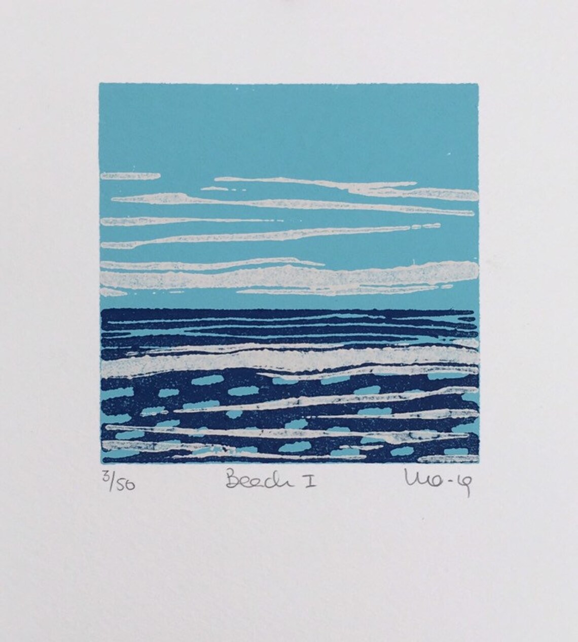 Original Linocut Abstract Minimalist Print Lino Print Beach - Etsy