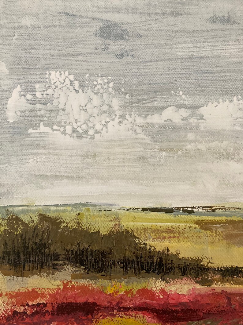 Original Acrylic Art, Abstract Field Painting, Modern Landscape, Canvas ...