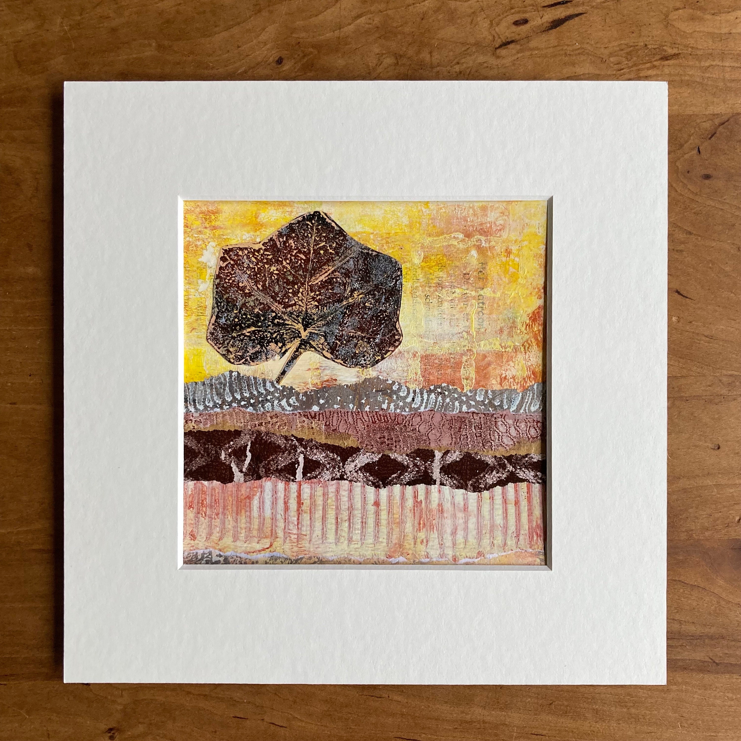 Collage Mixed Media Landscape, Original Small Trees Painting, Home ...