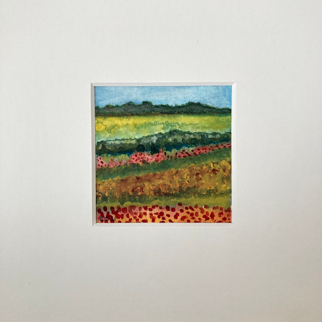 Mini Watercolor Art, Original Landscape Painting, Small Abstract, Fine ...