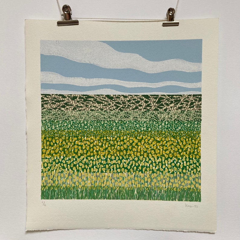 Linocut Landscape Minimalist Art Print Original Linocut - Etsy