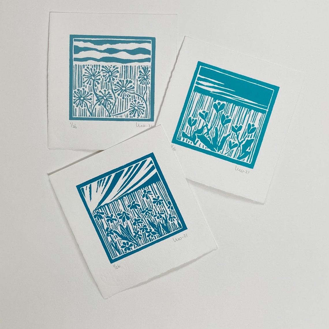 Original Linocut Small Lino Print Abstract Landscape | Etsy