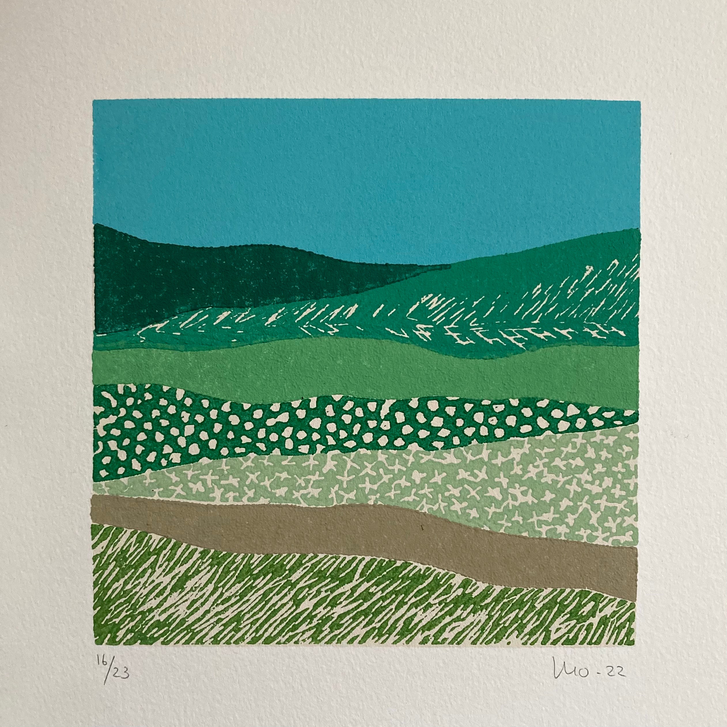 Linocut Landscape Abstract Linocut Nature Lino Green Art - Etsy