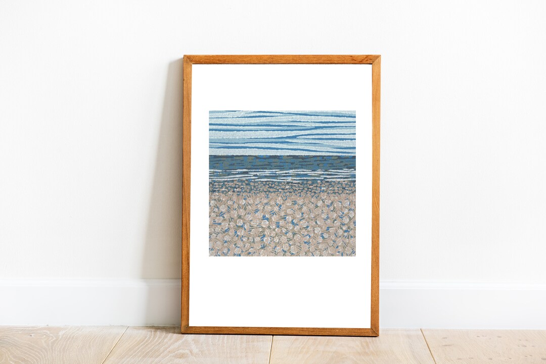 Sea Linocut Print, Abstract Landscape Print, Modern Print, Lino Print ...