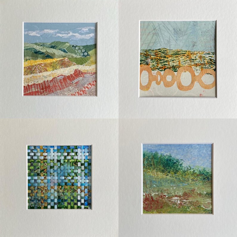 Paper Weaving Wall Hanging Art, Mounted Paper Quilt, Modern Watercolor ...