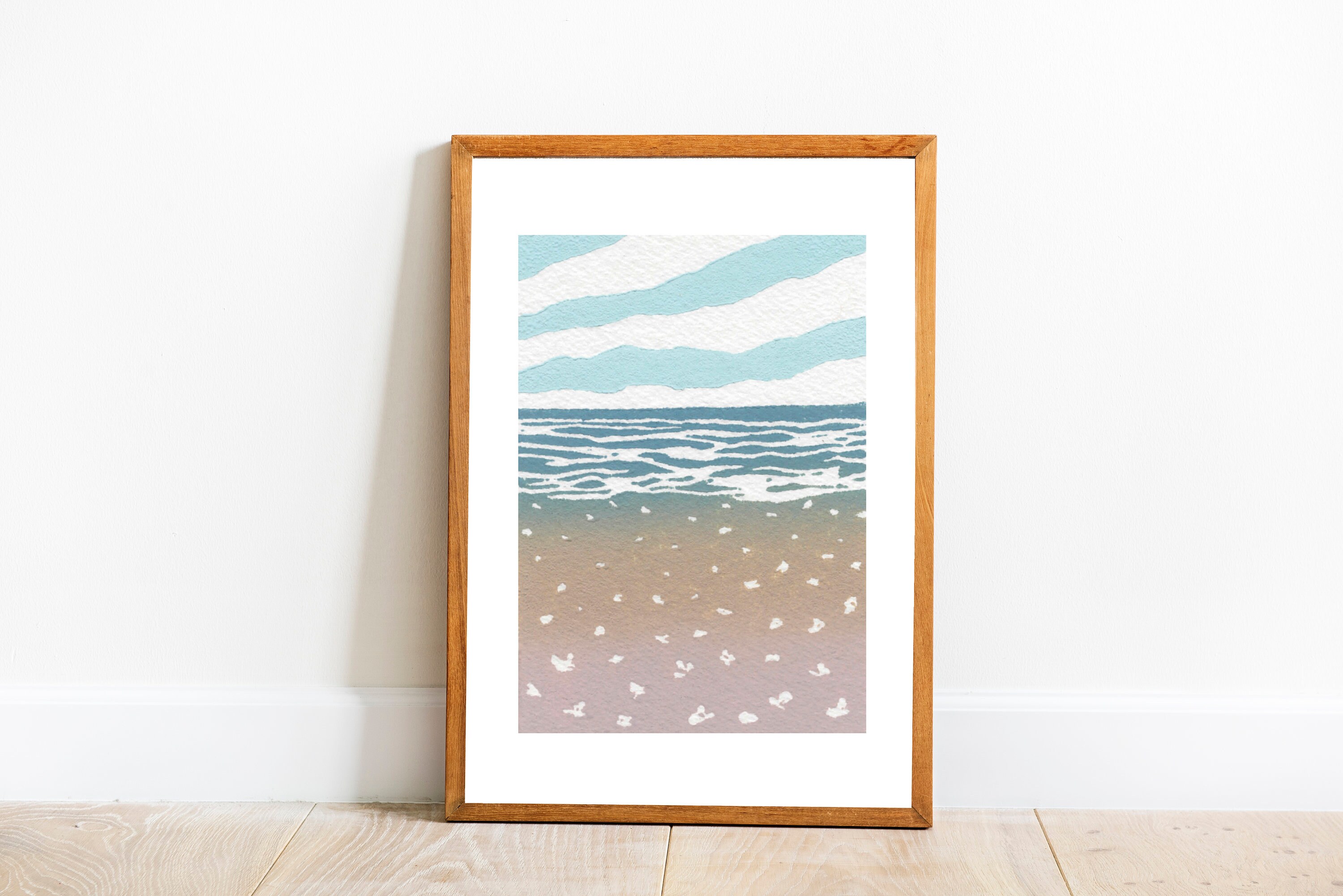 Small Original Linocut, Sea Landscape, Beach Print, Lino Print ...