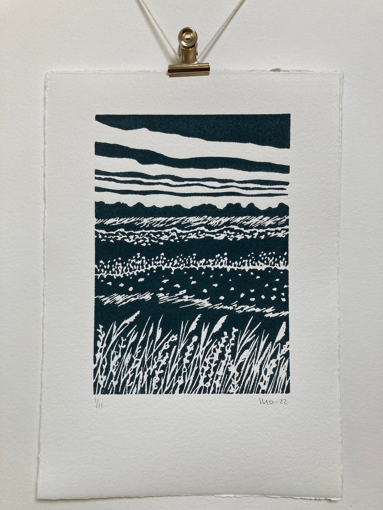 Original Linocut Block Print Blue Lino Print Art Gift - Etsy