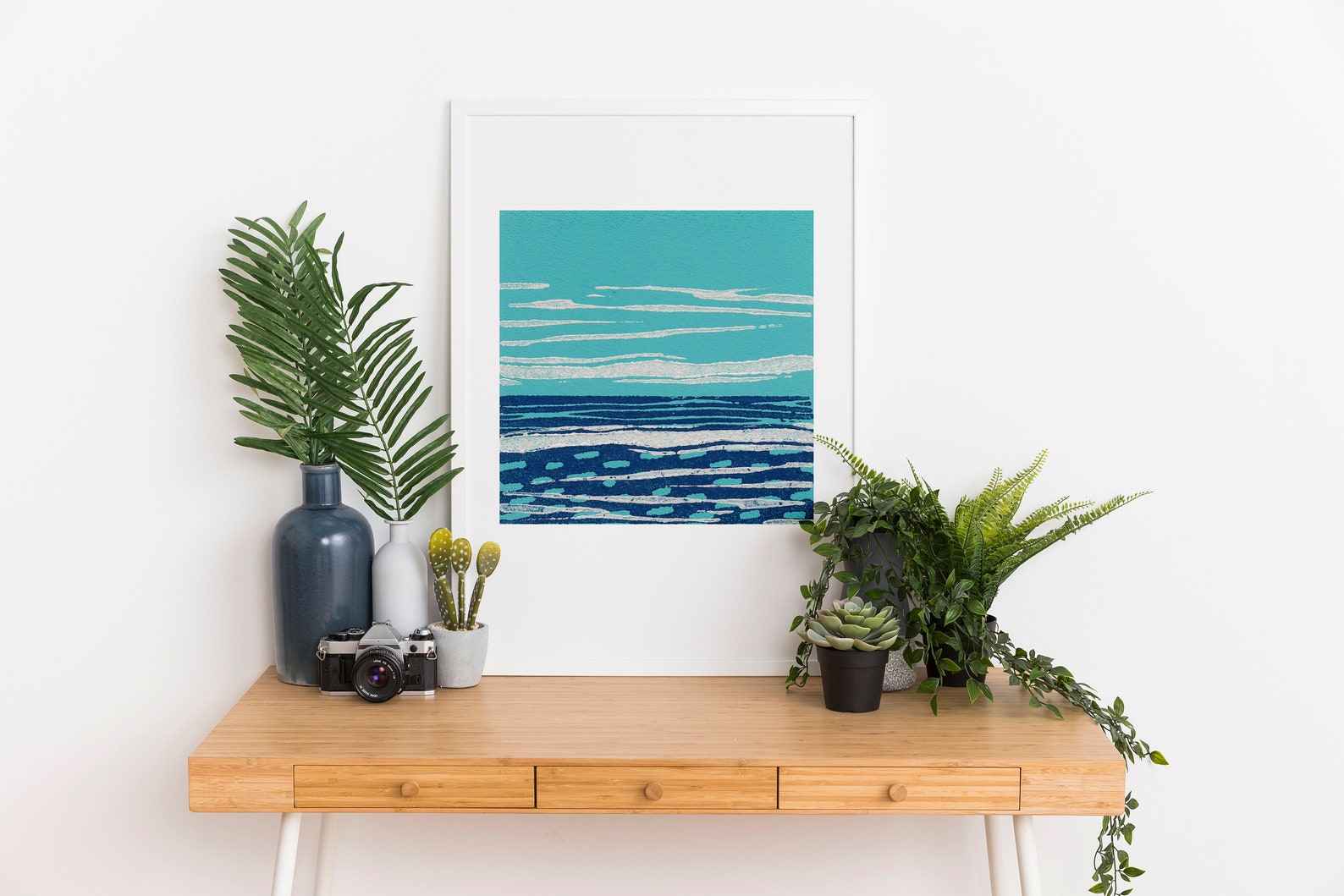 Original Linocut, Abstract Minimalist Print, Lino Print Beach Landscape ...