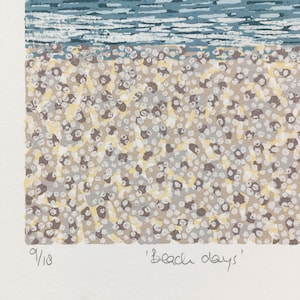 Original Print, Linocut Print, Sea Linocut, Beach Landscape, Abstract ...