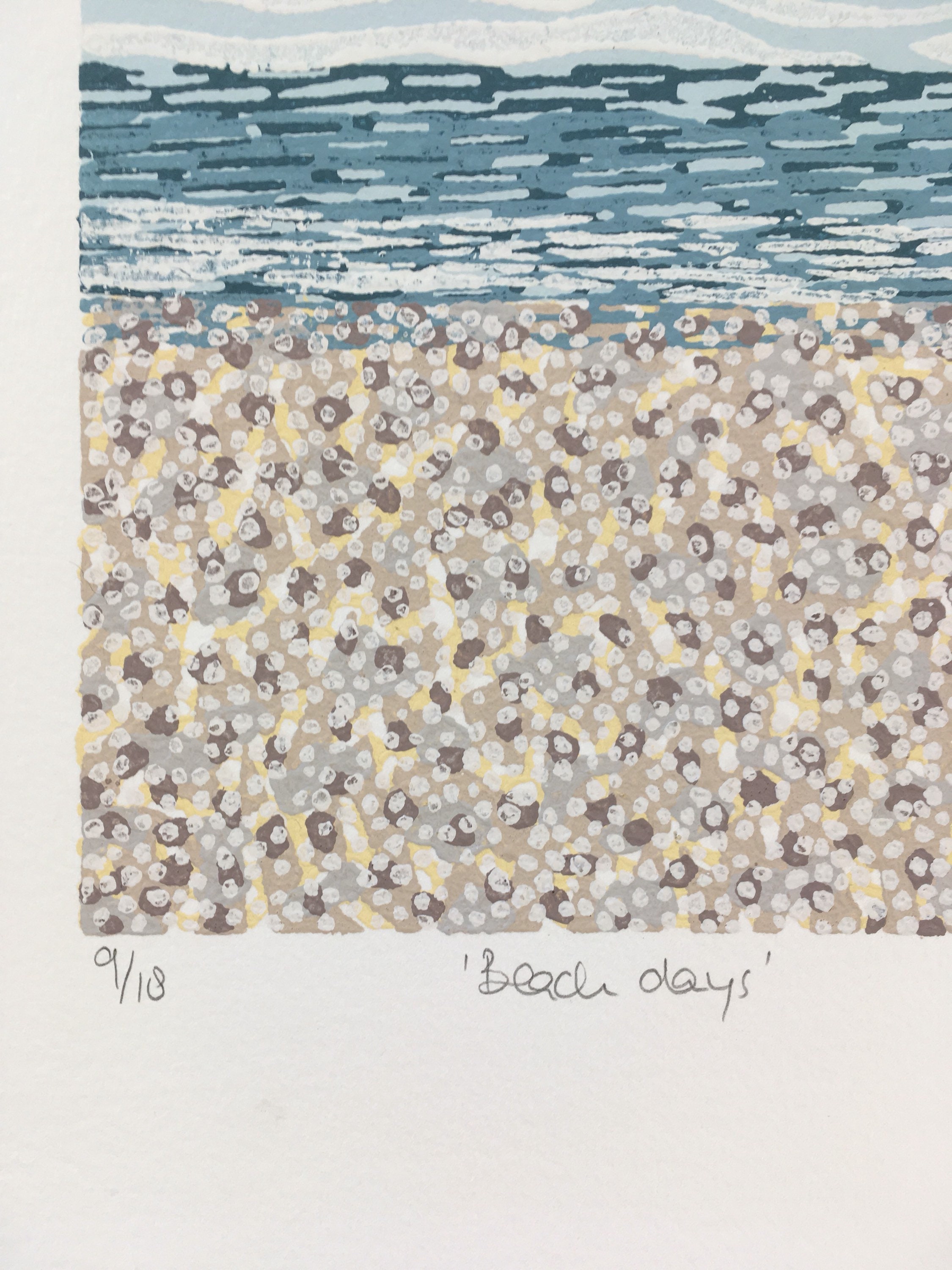 Original Print, Linocut Print, Sea Linocut, Beach Landscape, Abstract ...