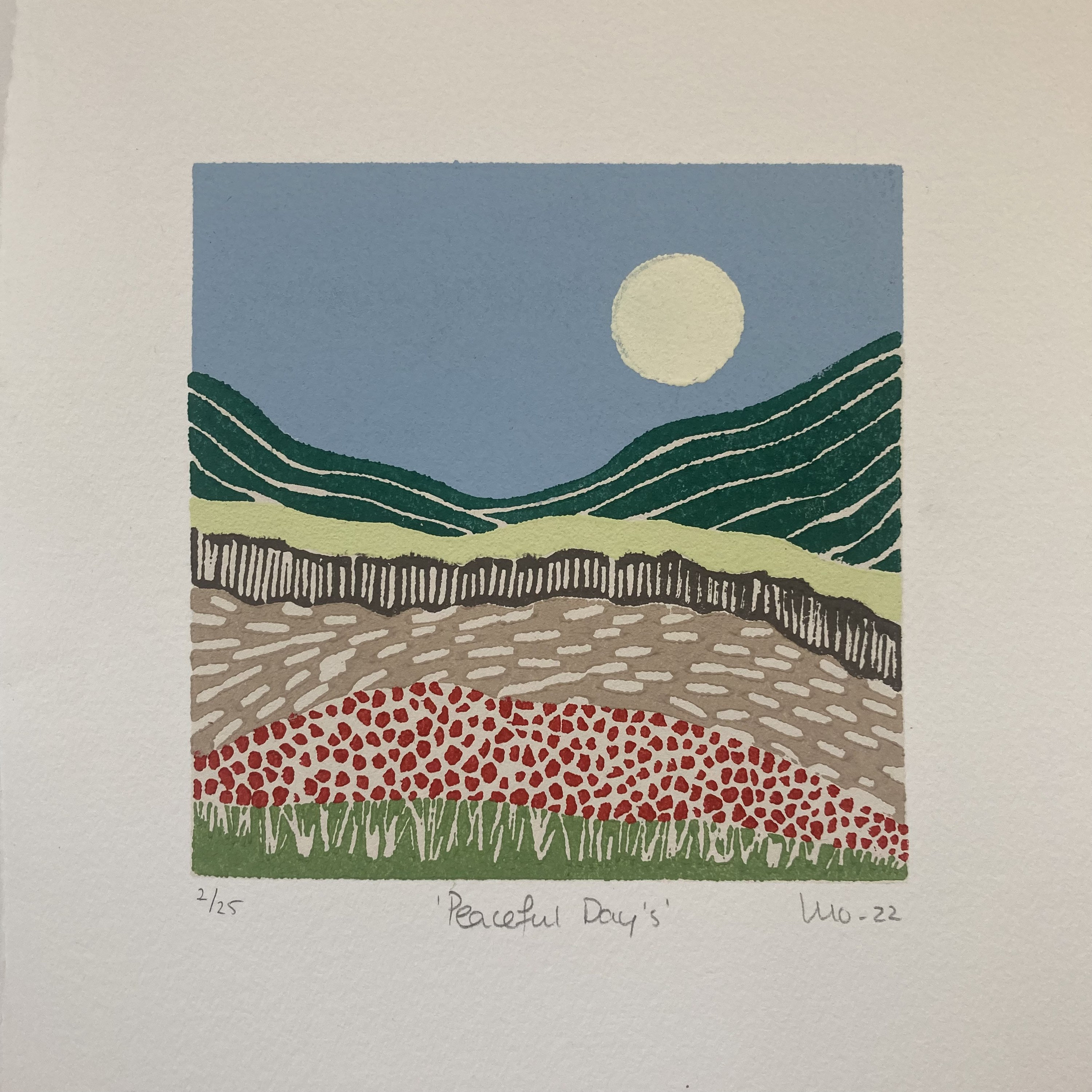 Linocut Print Minimalist Landscape Original Lino Print - Etsy