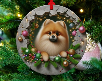 Pomeranian Ornament Cute Dog Portrait Stained Glass Ornament Unique ...