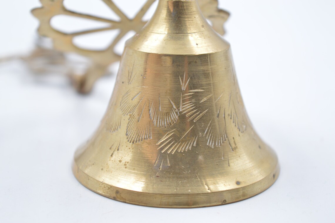 Vintage Brass Bell Hanging Bell With Hook Handmade Brass Bell Etsy