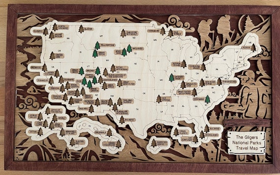 National Parks Travel Map Track Your Family's Progress - Etsy