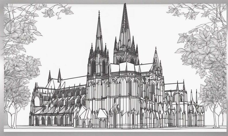 Set of 4 Cathedral Coloring Pages - Etsy