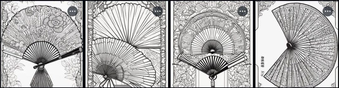 Set of 4 Japanese Fan Coloring Pages - Etsy