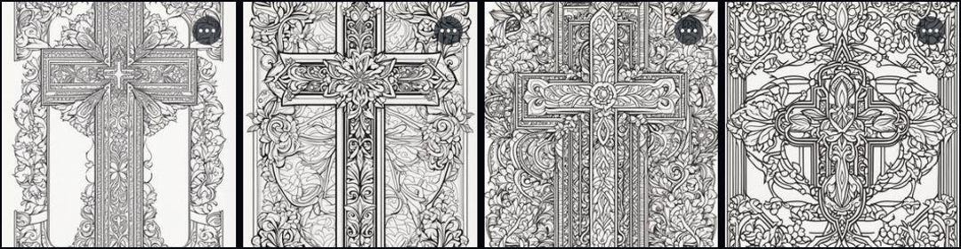 Set of 4 Cross Adult Coloring Pages - Etsy