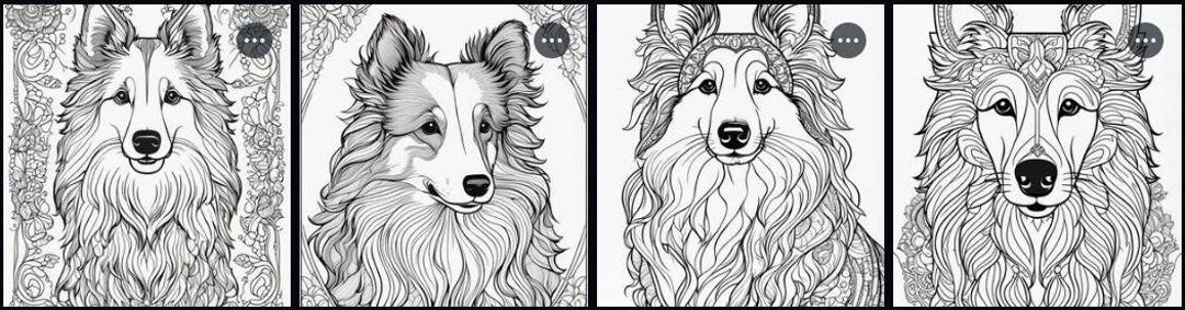 Set of 4 Sheltie Coloring Pages - Etsy