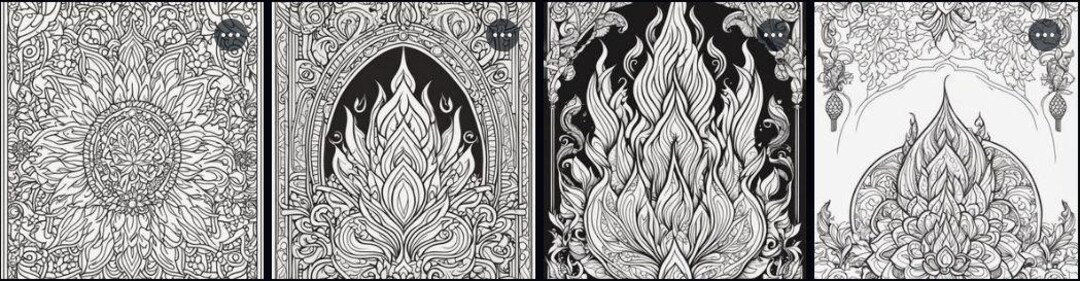 Set of 4 Fire Adult Coloring Pages - Etsy
