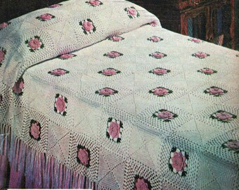 1954 Rose Bedspread Vintage Crochet Pattern 386 - Etsy