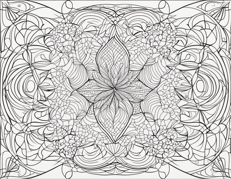 Set of 4 Fractal Coloring Pages - Etsy