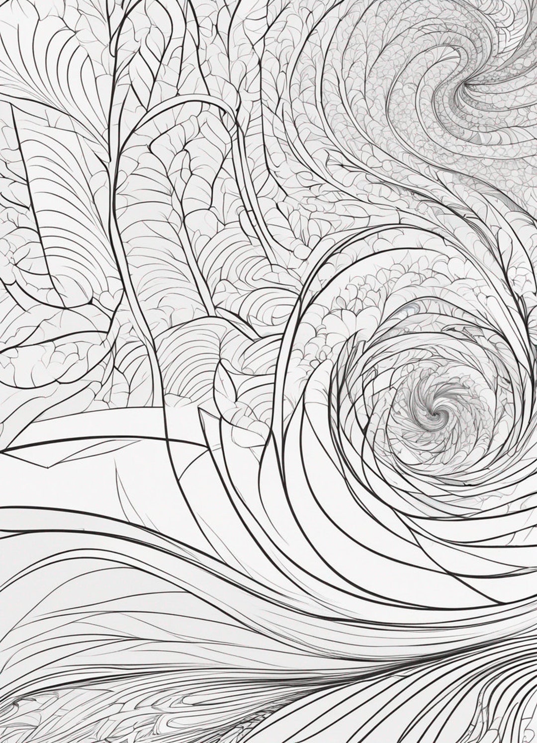 Set of 4 Fractal Coloring Pages - Etsy
