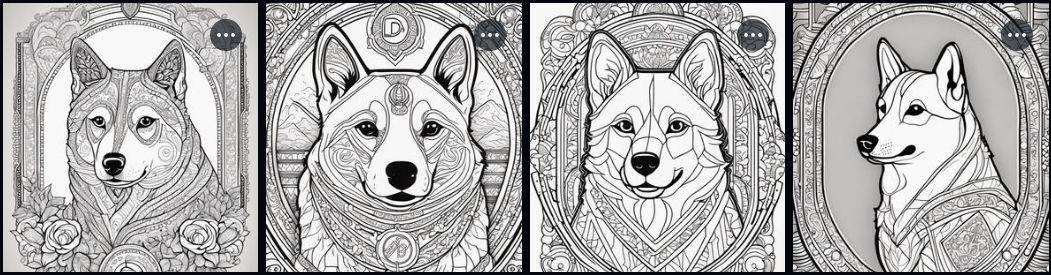Set of 4 Doge Dog Adult Coloring Pages - Etsy
