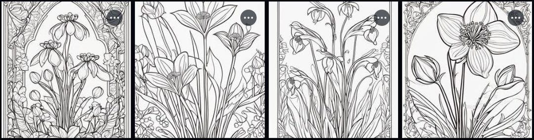 Set of 4 Snowdrop Adult Coloring Pages - Etsy