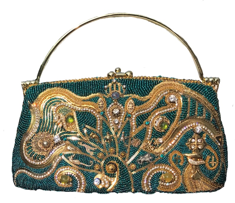 Handmade Blue Jeweled Handbag - Etsy