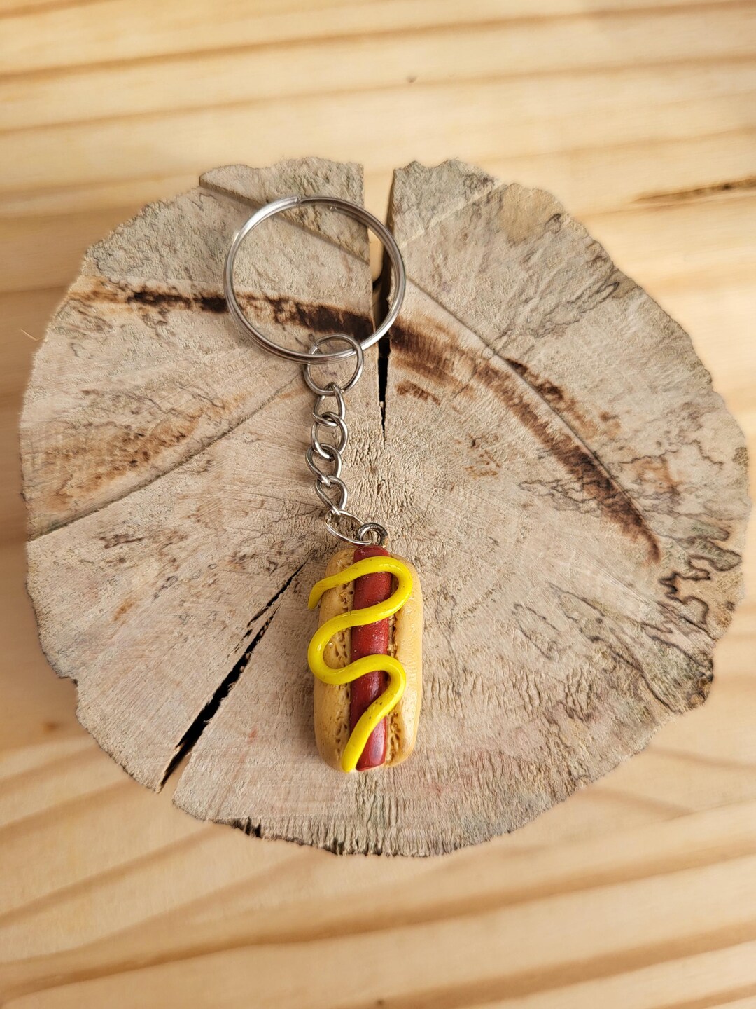 Handmade Miniature Hot Dog Keychain - Etsy