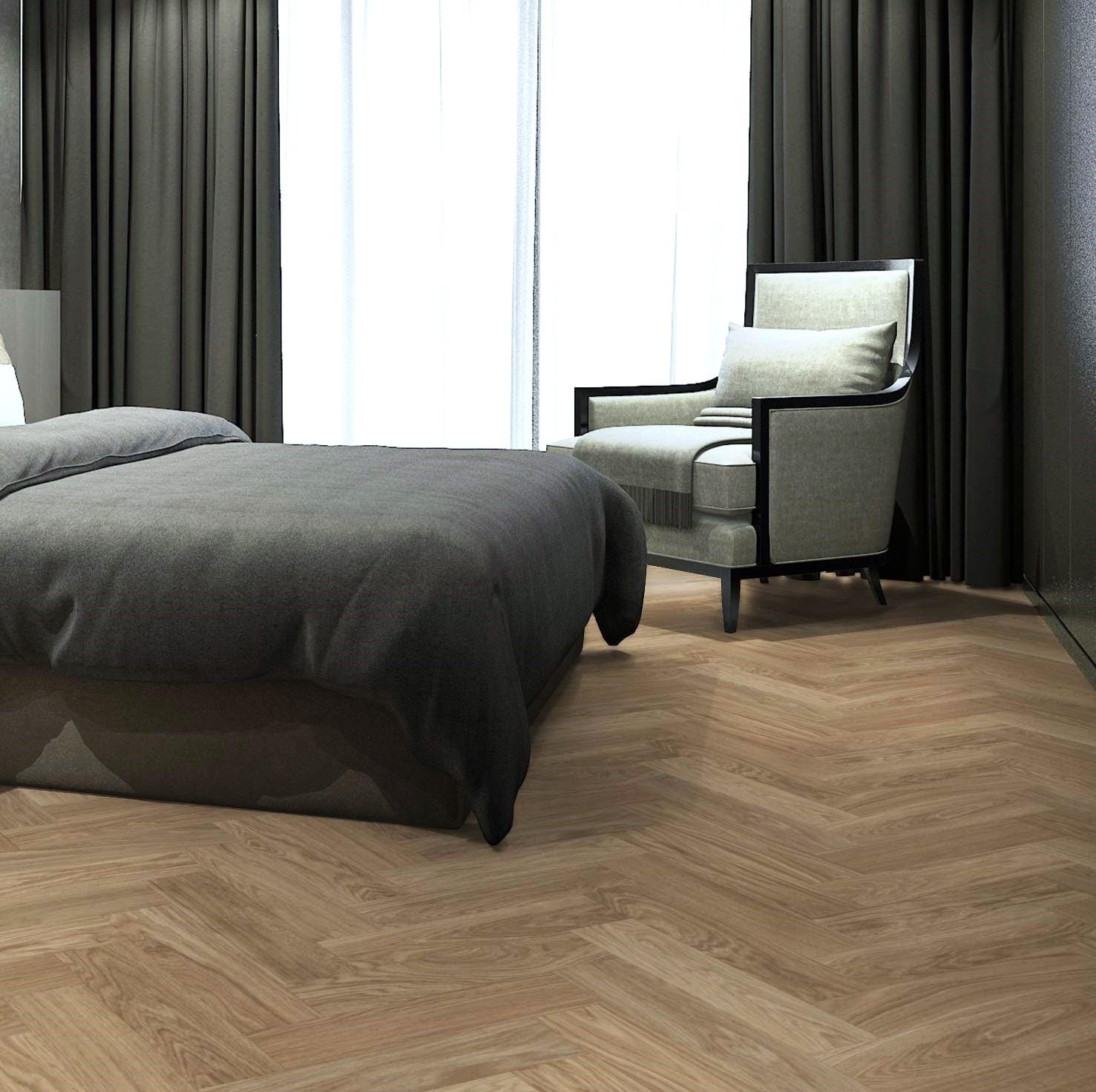 Herringbone Parquet Oak Sheet Vinyl Flooring. 2 Metre Wide Roll. (78 ...