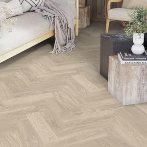 Herringbone Parquet Light Oak Sheet Vinyl Flooring. 2 Metre Wide Roll ...