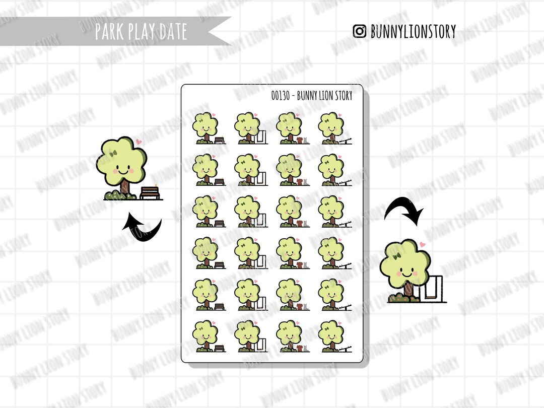 Park Play Date Relax Pet Nature Dog Walk Green Tree Bush | Cute Planner ...
