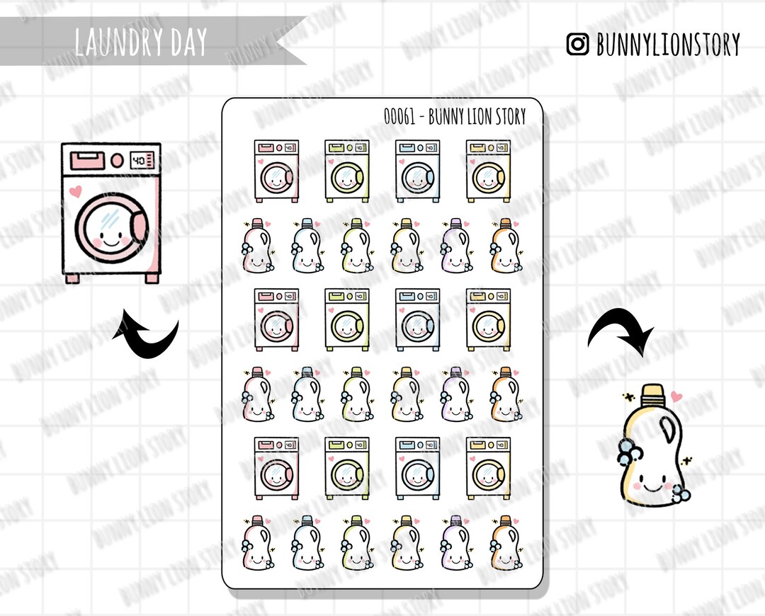 Laundry Washing Clothes Dryer House Chores Cute Kawaii Planner ...