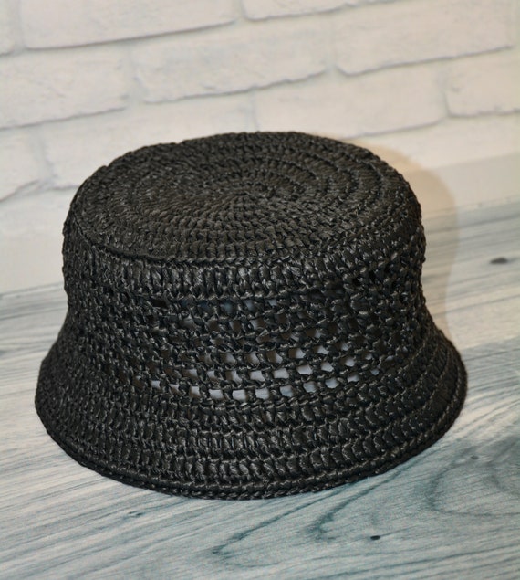Black Raffia Bucket Hat Ready to Ship - Etsy