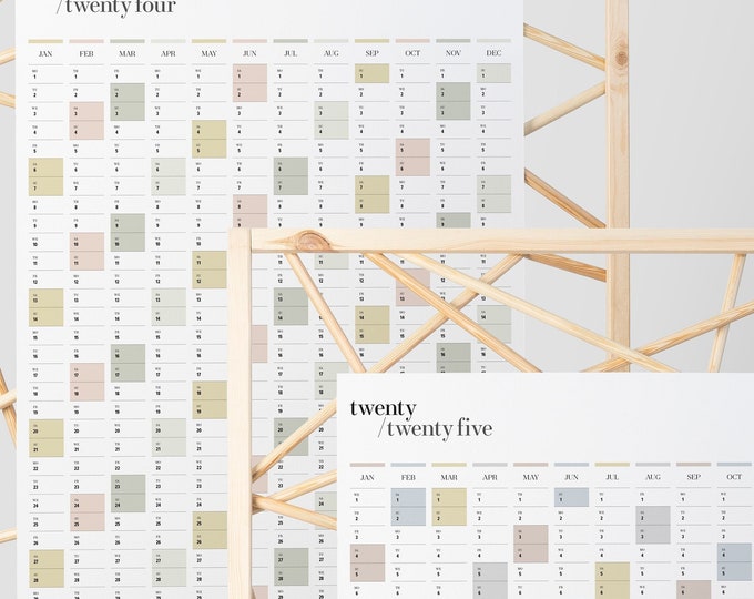 Printable PDF | A2 Wall Planner Duo | 2024 + 2025 | Portrait Wall ...