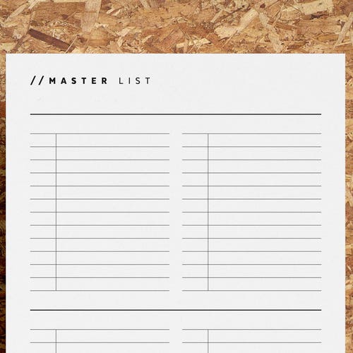 Master Task List Printable Task Planner Master to Do List - Etsy UK