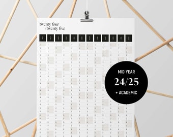 2024-2025 Academic Year Wall Calendar UK Rainbow Printable Year Planner ...