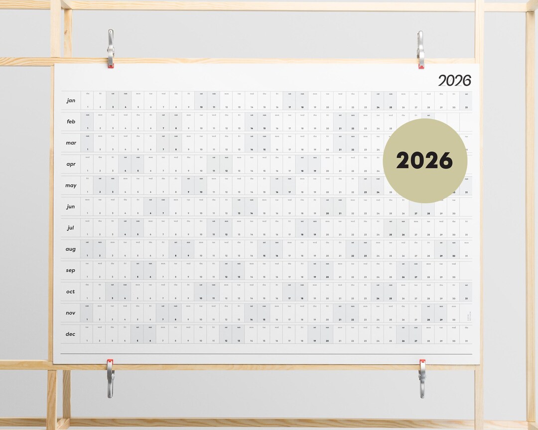 2026 Full Year Box Wall Planner | Printable A2 & A1 Portrait Yearly ...