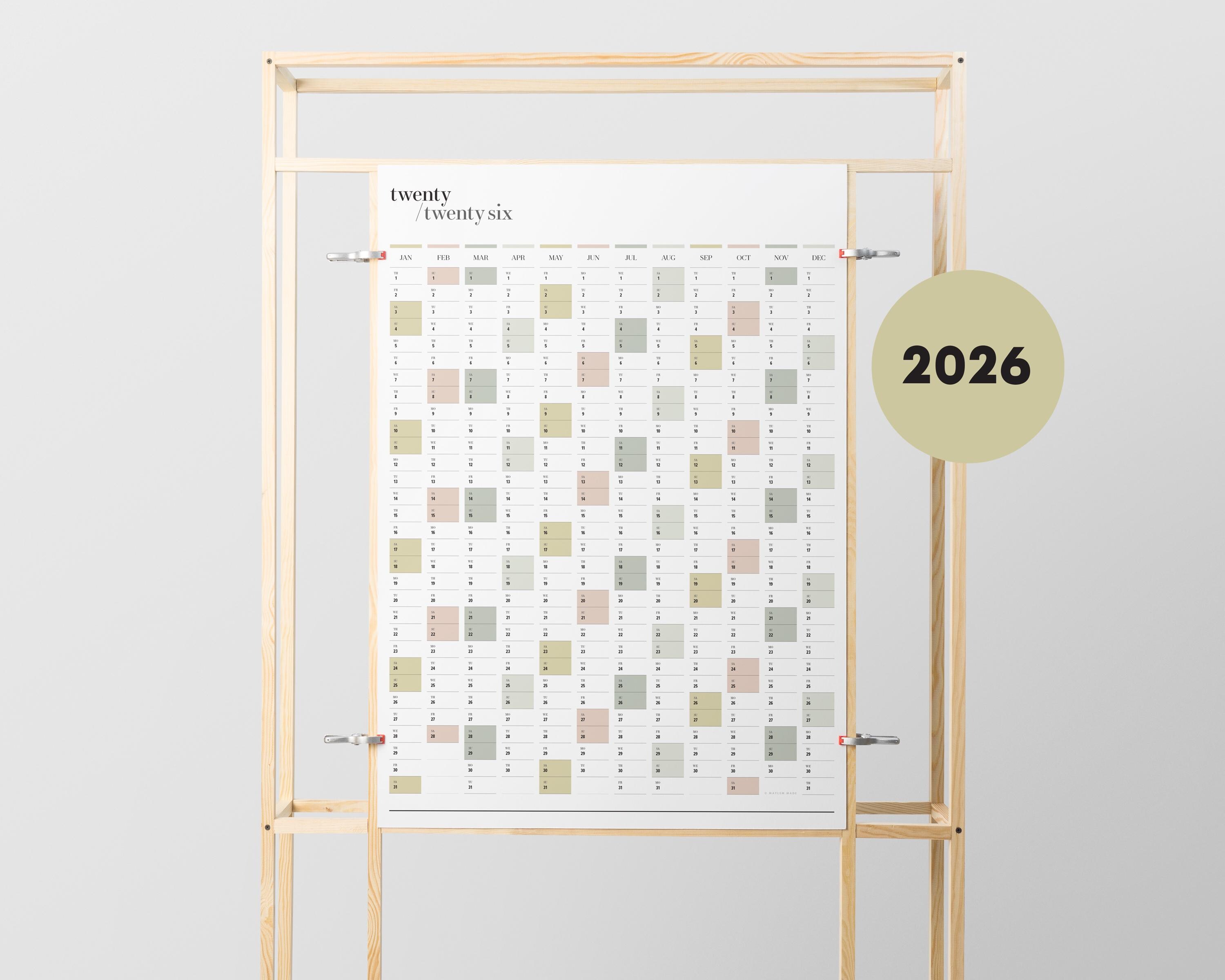 2026 + 2027 Printable Wall Planner Duo | A2 & A1 Portrait Yearly ...
