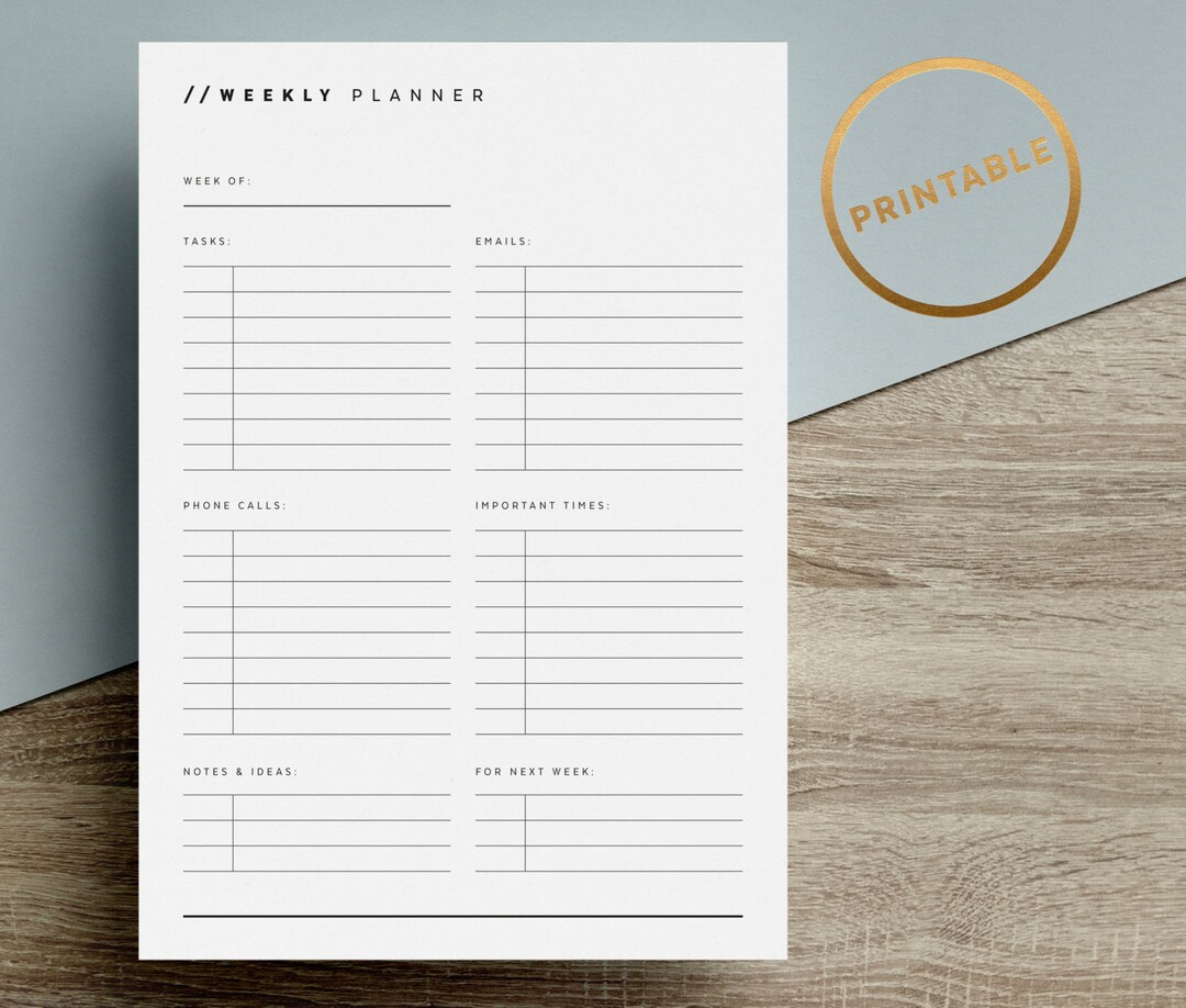 Weekly Task Planner Printable | Planner Pages | to Do List | Minimalist ...