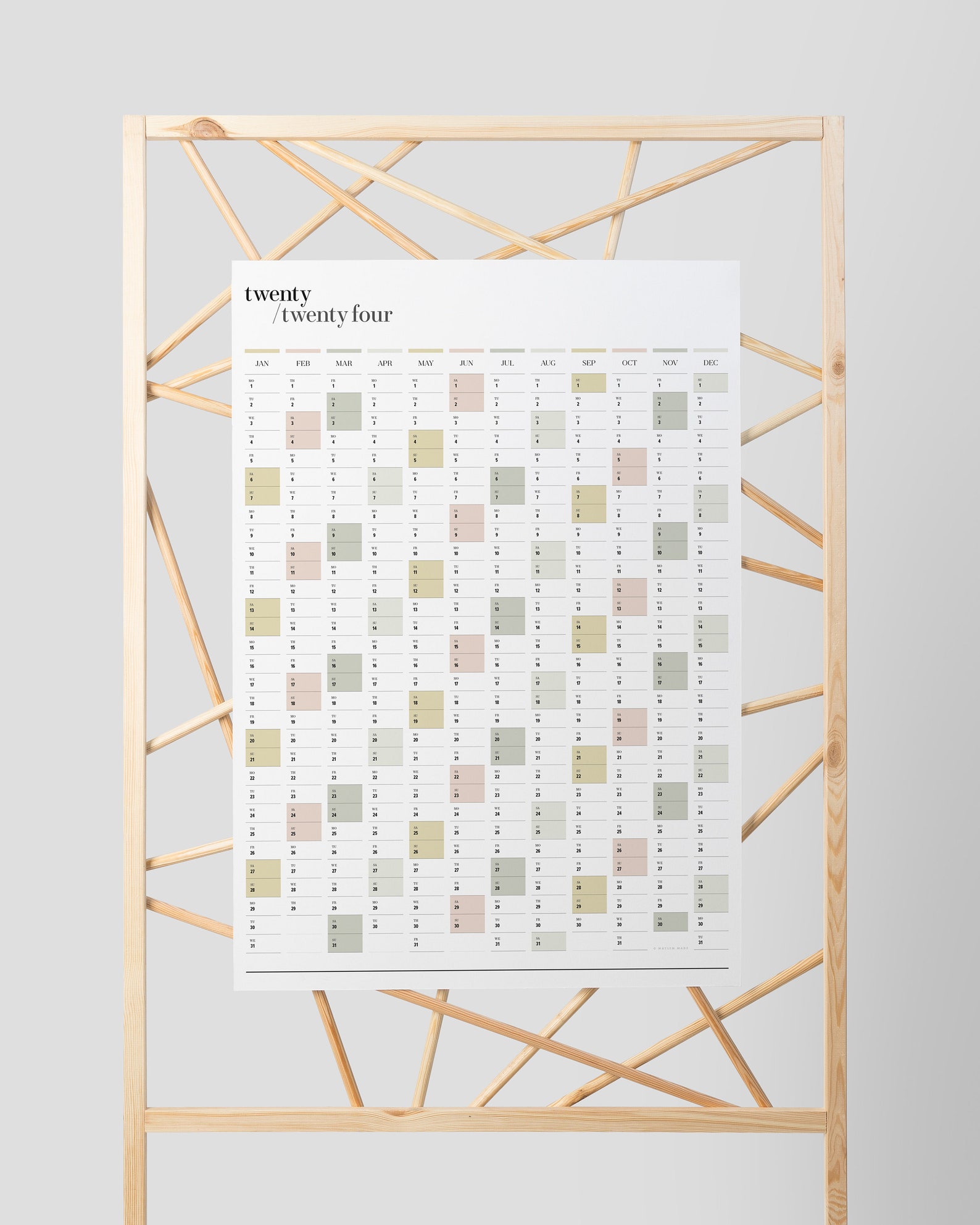 Printable PDF A2 Wall Planner Duo 2024 2025 Portrait Wall Calendar 12 ...