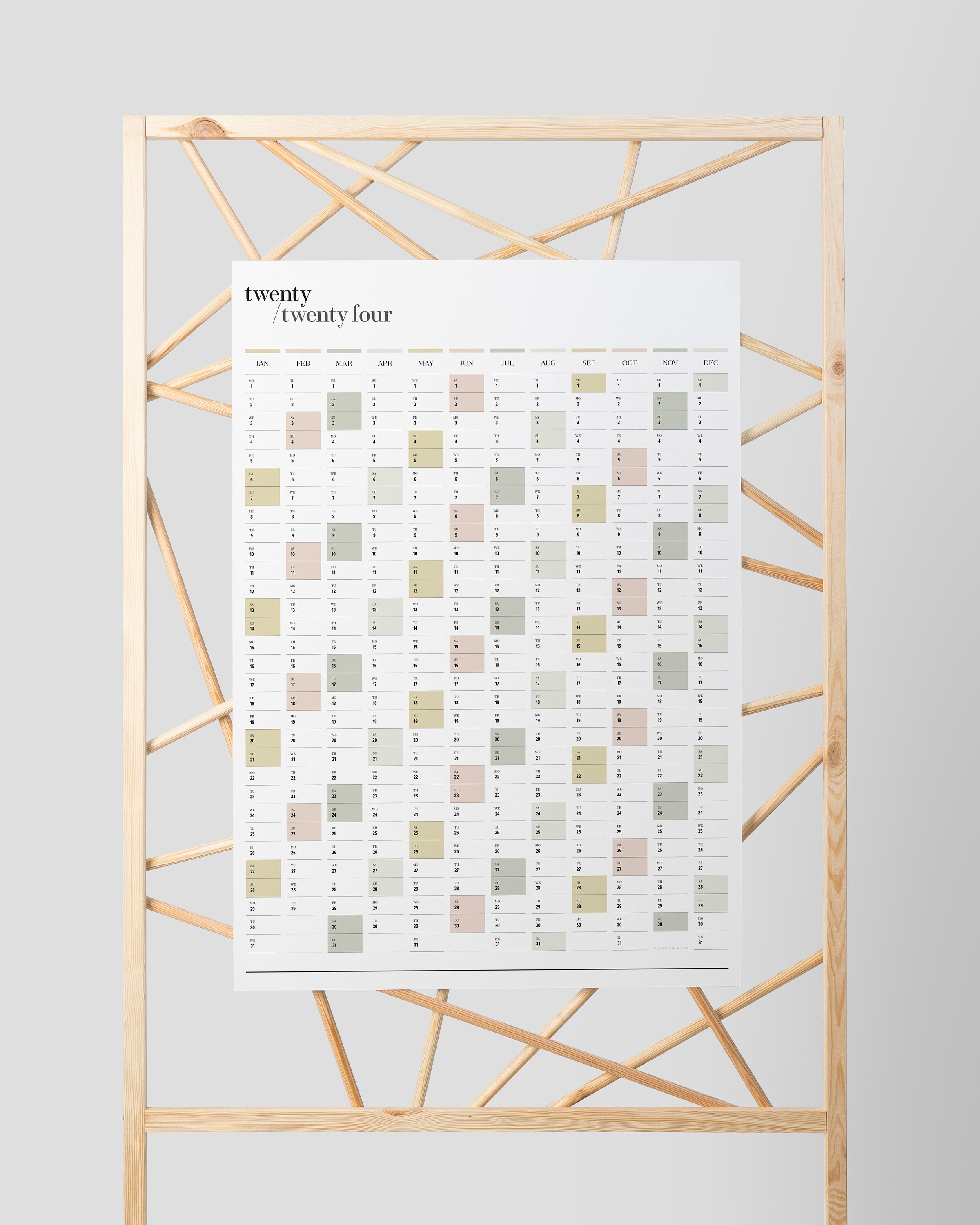 Printable PDF A2 Wall Planner Duo 2024 2025 Portrait Wall Calendar 12 ...