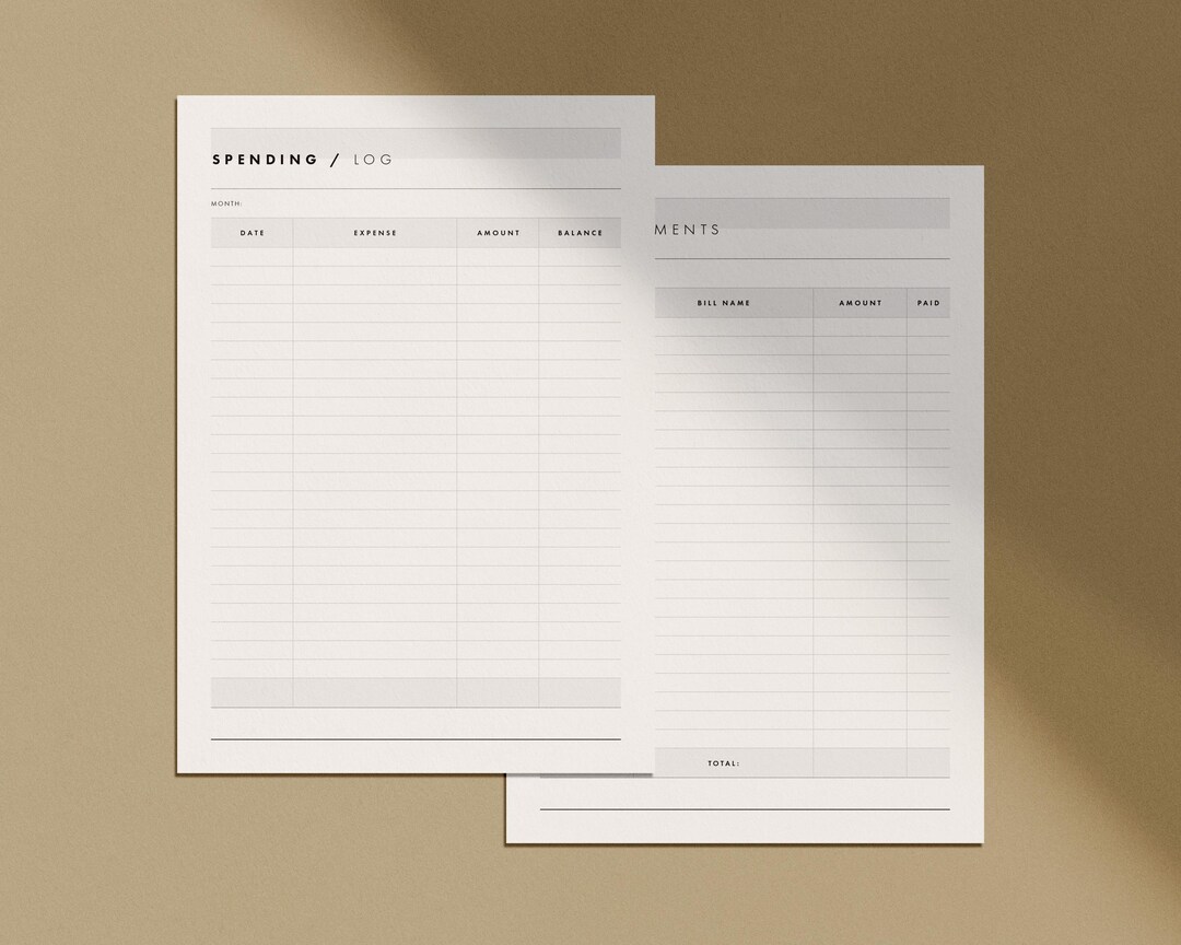 Printable Bill & Spending Log | Bill Checklist | Expenses Tracker ...