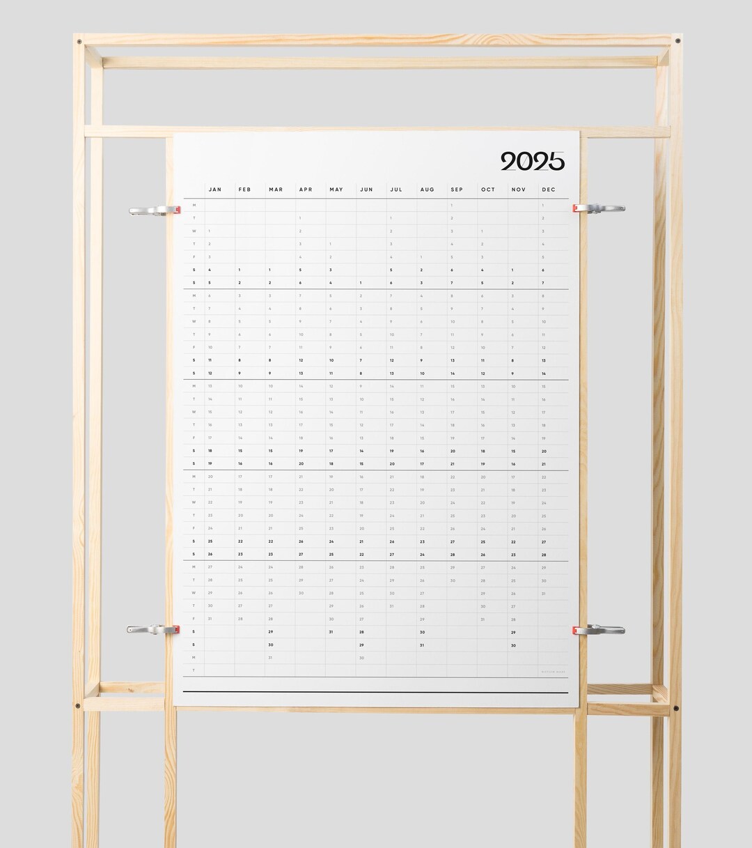 Printable PDF | 2025 Minimal Portrait Wall Planner | A2 & A1 Full Year ...
